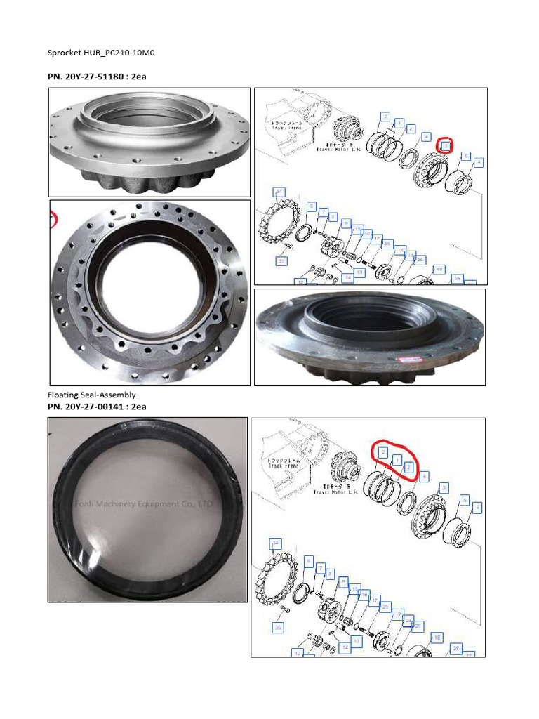Sprocket HUB - PC210-10M0 | PDF