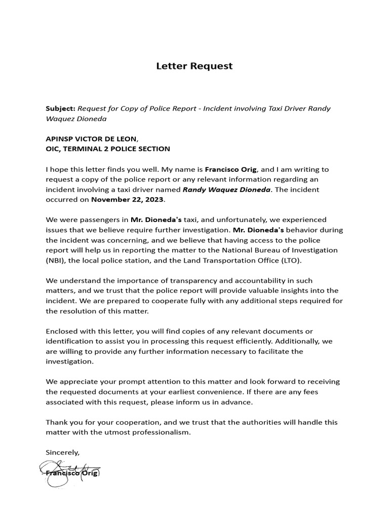 Letter Request - With Sign | PDF