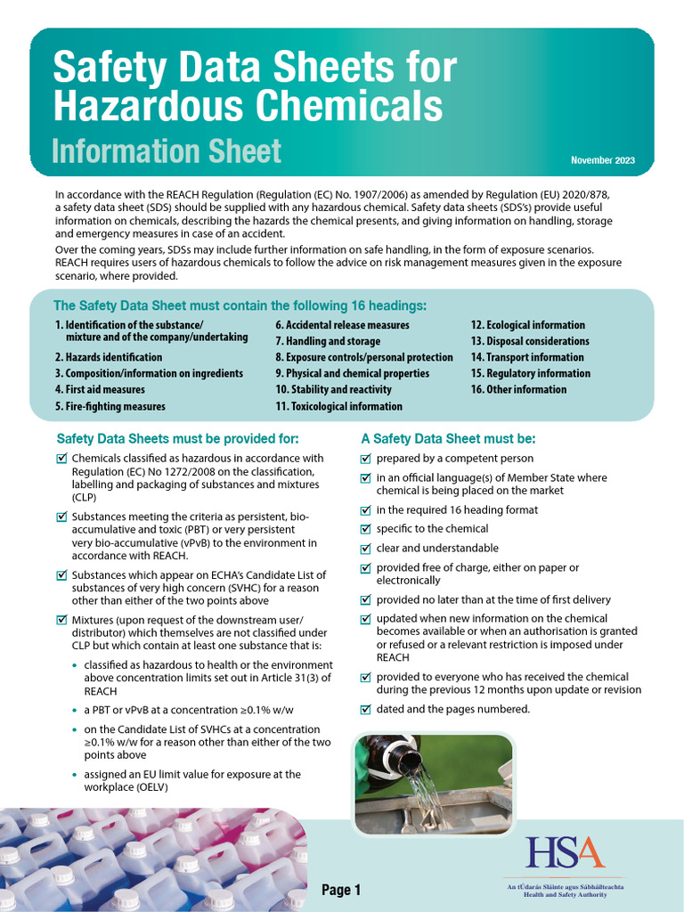 Sds Hazchem Info Sheet | PDF | Occupational Safety And Health | Labor ...
