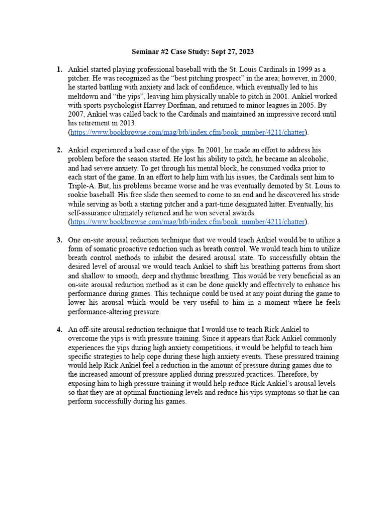 Seminar #2 Case Study Group 1 | PDF | Anxiety | Emotions