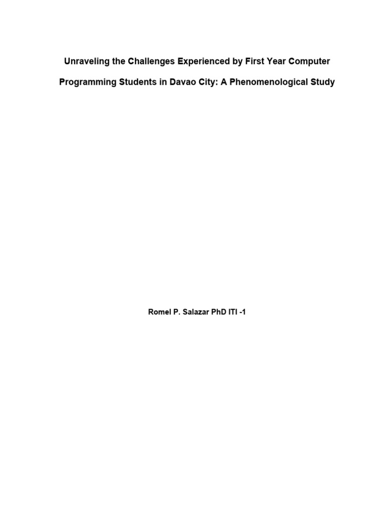 Salazar Quali Outline | PDF | Self Efficacy | Computer Programming