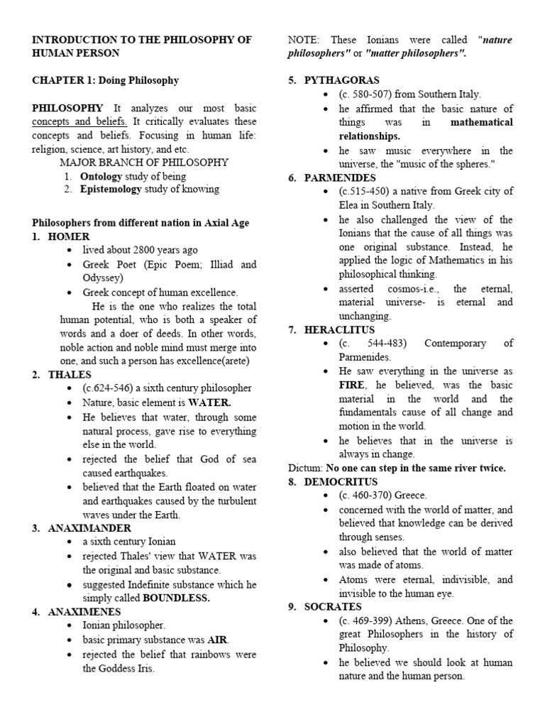 INTRODUCTION TO THE PHILOSOPHY OF HUMAN PERSON reviewer | PDF | Plato ...