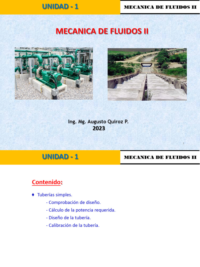 01 MF II flujo conductos cerrados - Sem 3 - 1,2 | PDF | Tubería (transporte de fluidos ...