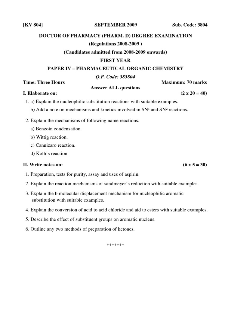 Previous 10 Year Question Paper Poc | PDF | Chemical Reactions | Alkene