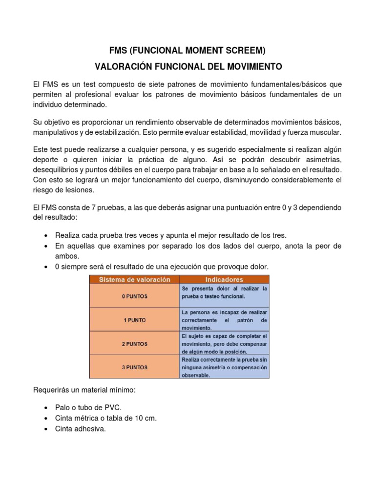 Test FMS | PDF | Rodilla | Hombro