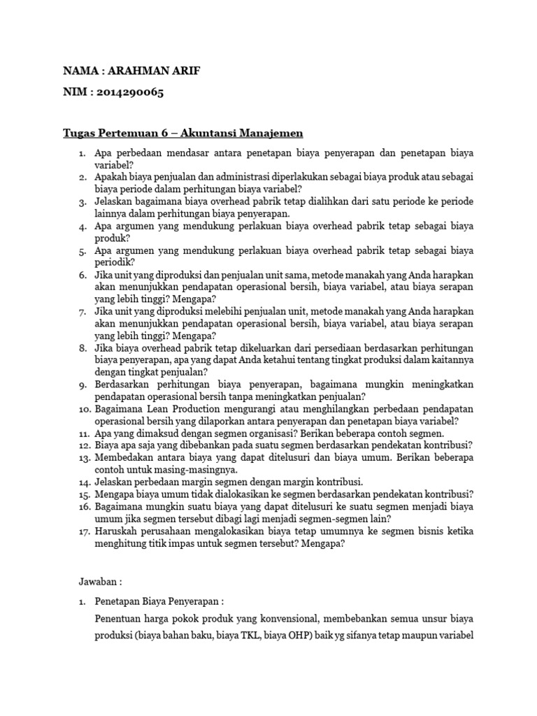 Arahman Arif - 2014290065 - Tugas Pertemuan 6 | PDF