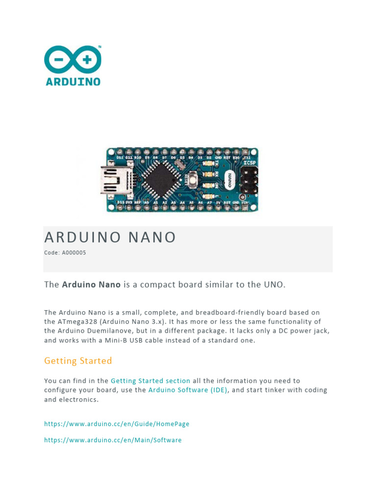 Arduino Nano Datasheet 2 Pdf Arduino Computer Engineering