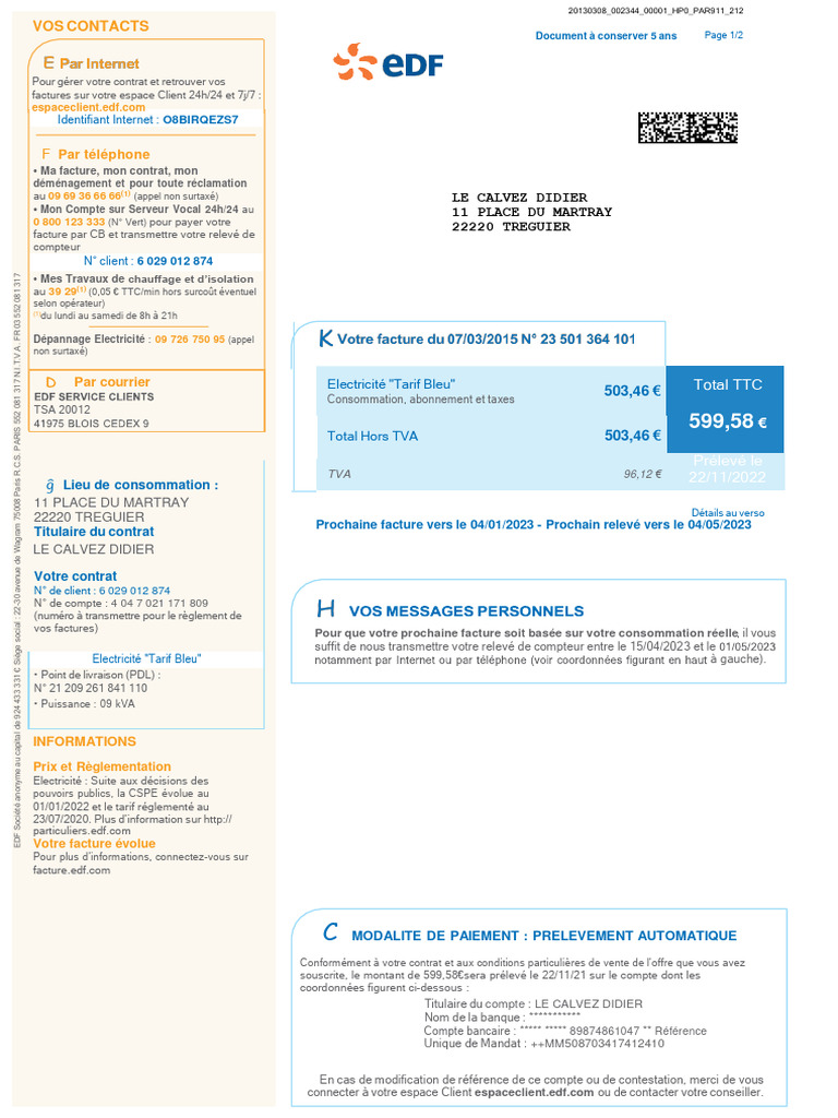 Gestion des factures EDF en ligne | PDF | Facture | Finances personnelles