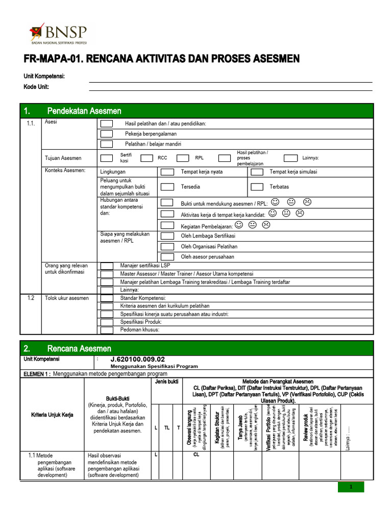 B34a7 1.1. FR Mapa 01. Merencanakan Aktivitas Dan Proses Asesmen | PDF