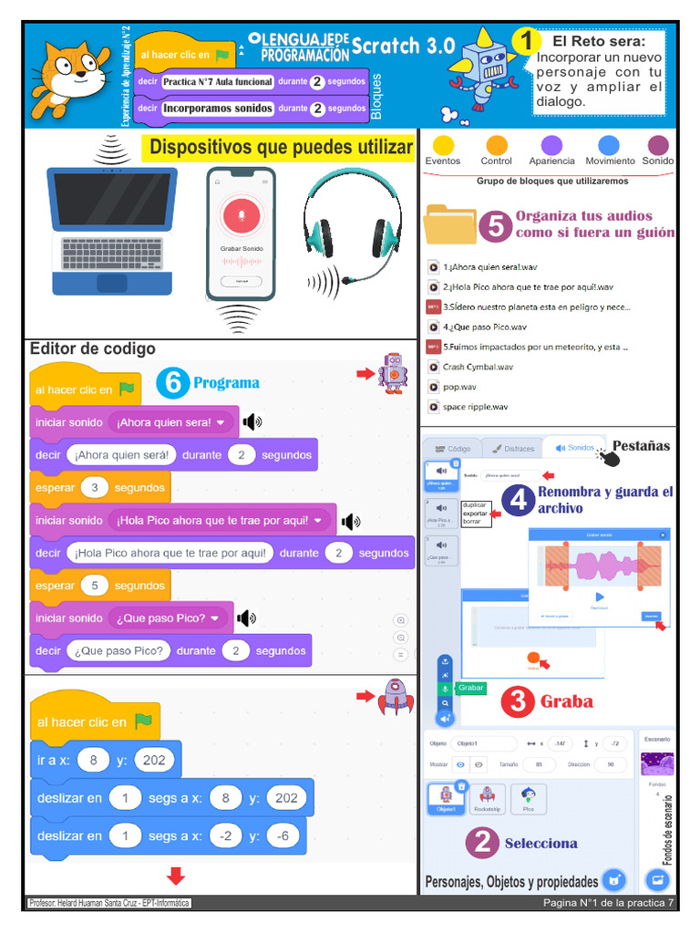 PRACTICA N 7 Incorporamos Sonidos | PDF | Scratch (lenguaje de programación) | Informática