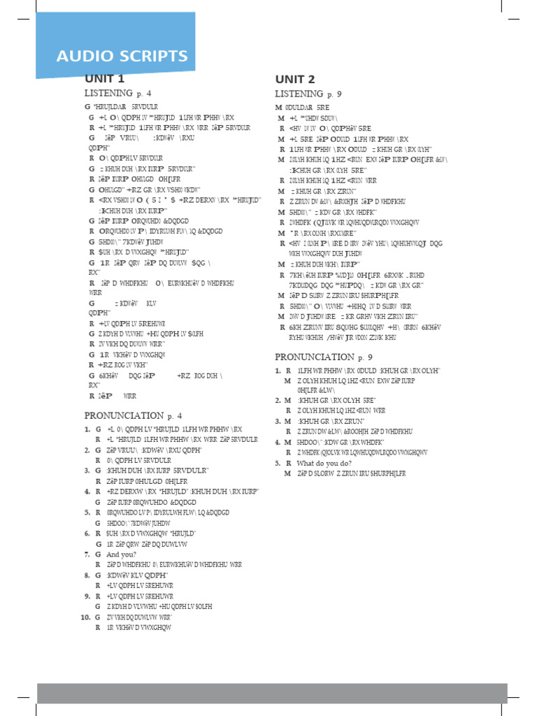 SC4e 01 WB Audioscript | PDF