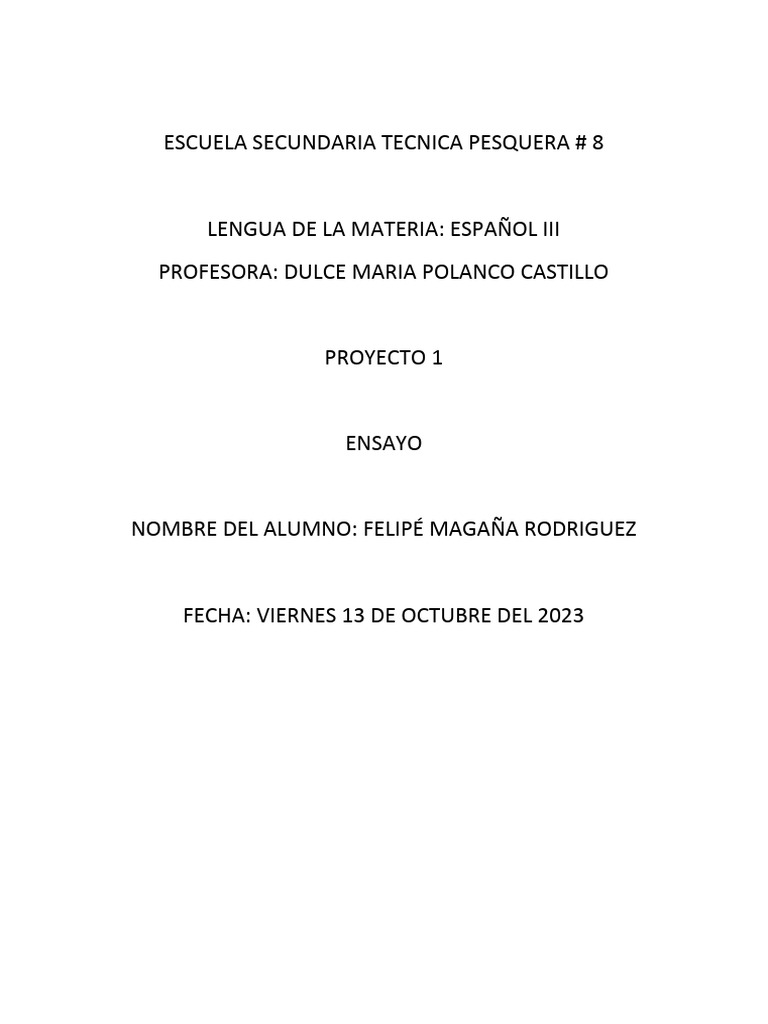 Escuela Secundaria Tecnica Pesquera | PDF