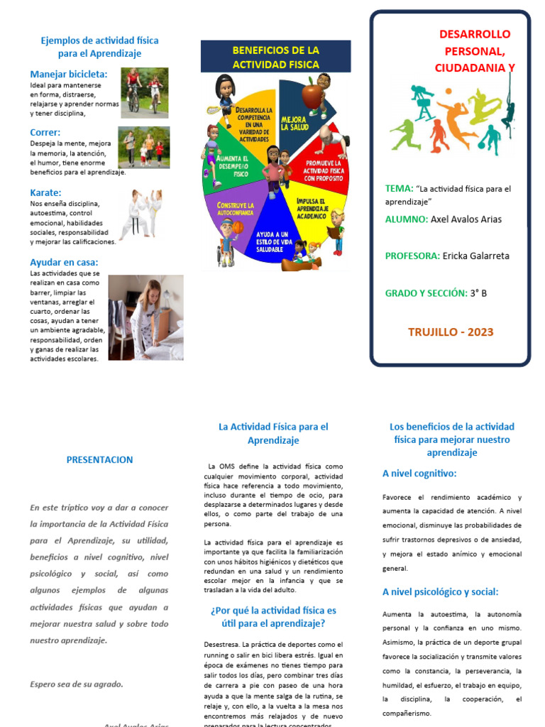 triptico de ejemplos de ejercicios para el aprendizaje dpcc | PDF | Aprendizaje | Las emociones
