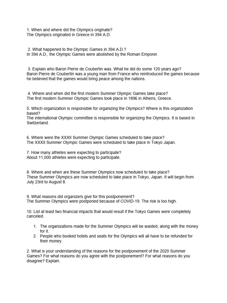 Olympics | PDF | Olympic Games | Summer Olympic Games