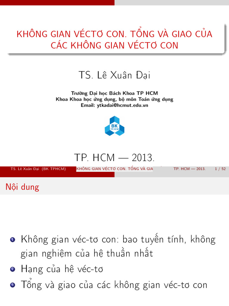 Không Gian Vecto Con | PDF