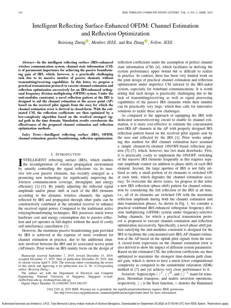 Intelligent Reflecting Surface-Enhanced OFDM Channel Estimation and Reflection Optimization ...