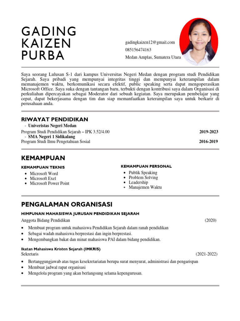 CV Gading Kaizen Purba | PDF