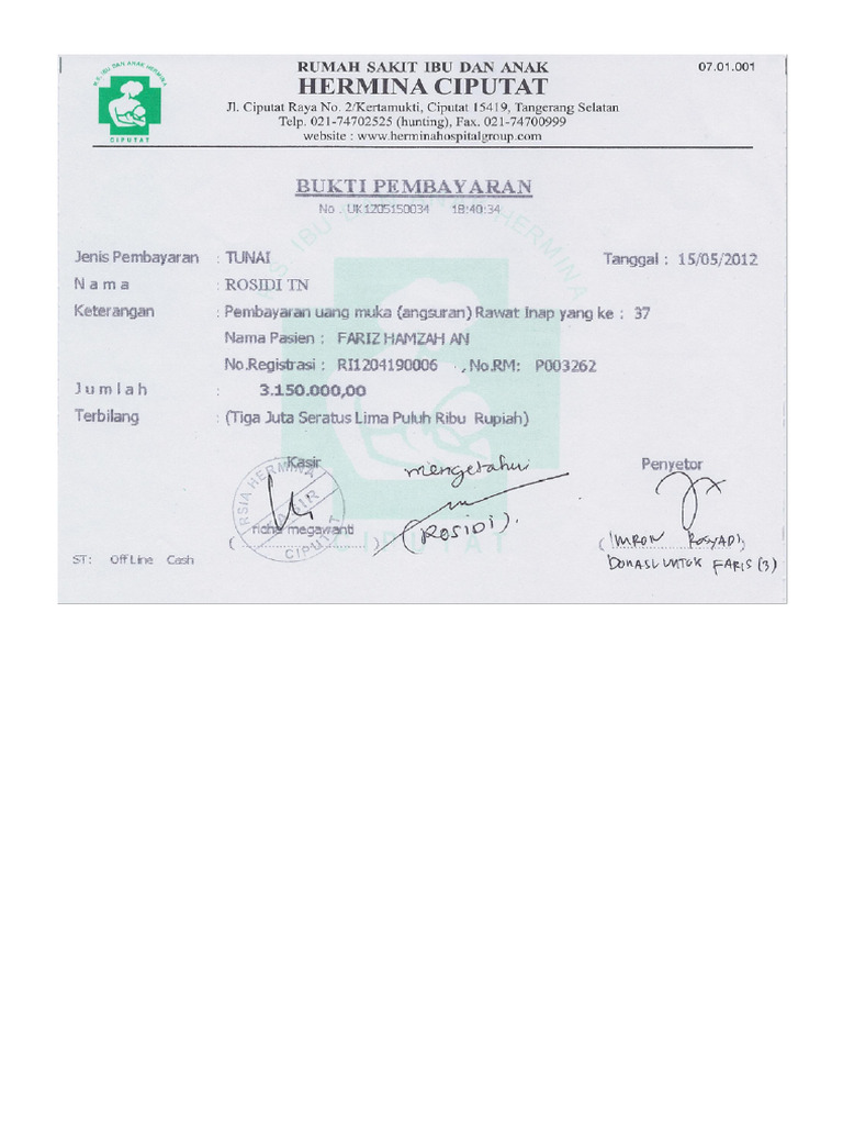 Kwitansi Hermina | PDF