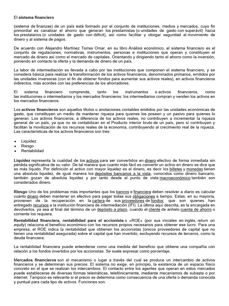 Sistema Financiero | PDF | Sistema financiero | Economias