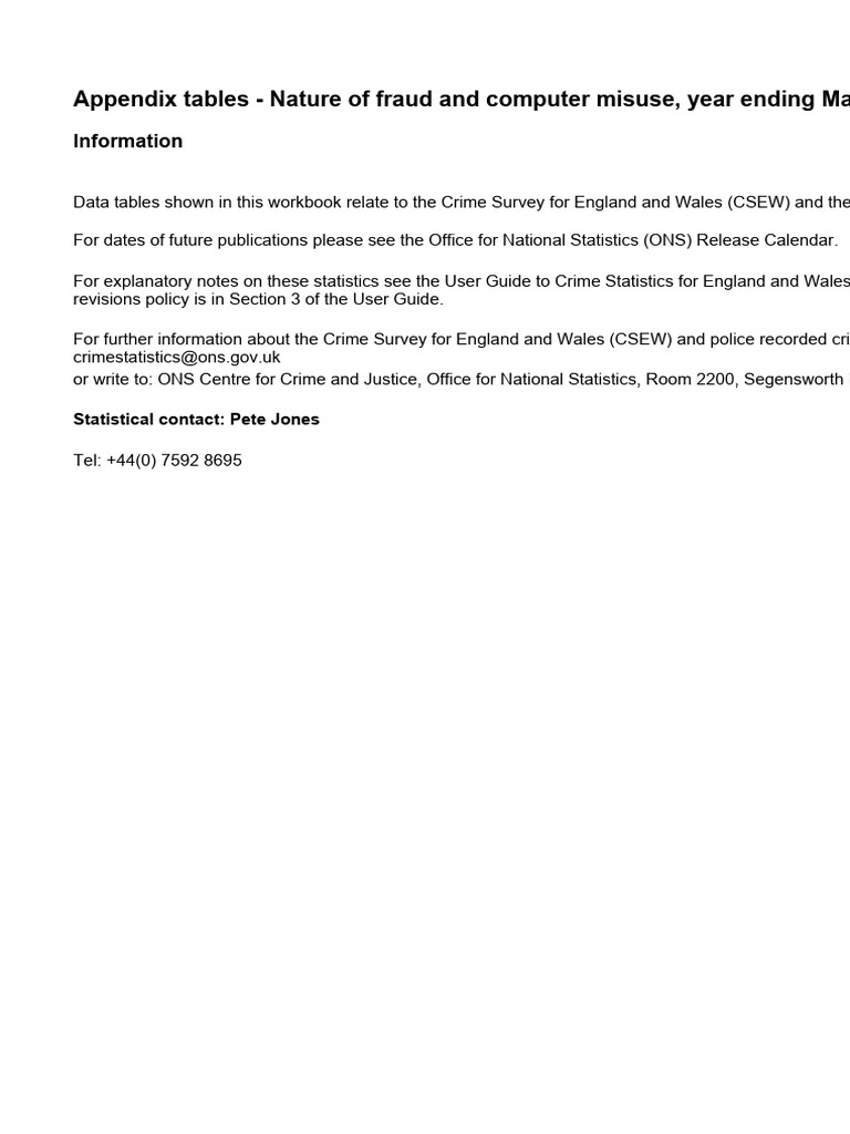 Appendix Tables - Nature of Fraud and Computer Misuse, Year Ending ...