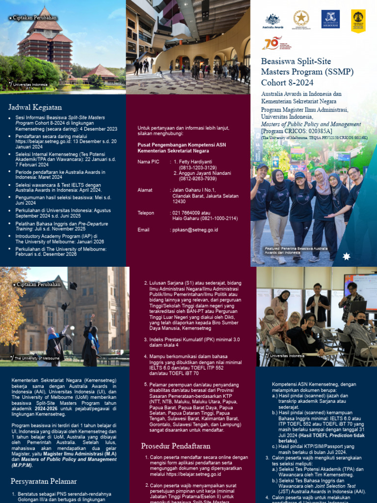 Beasiswa SSMP-KEMENSETNEG-UI-UniMelb-Cohort8 | PDF
