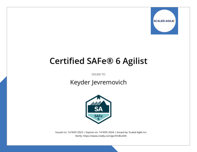 Certified SAFe 6 Agilist | PDF
