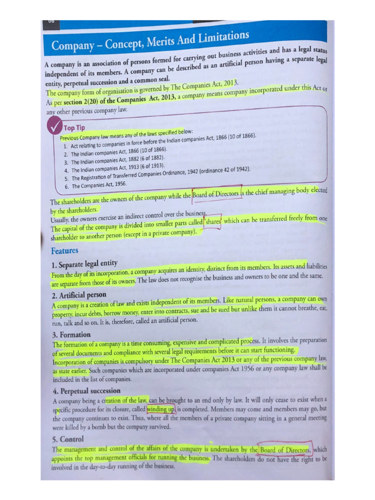 Company Concept, Merits and Limitations | PDF