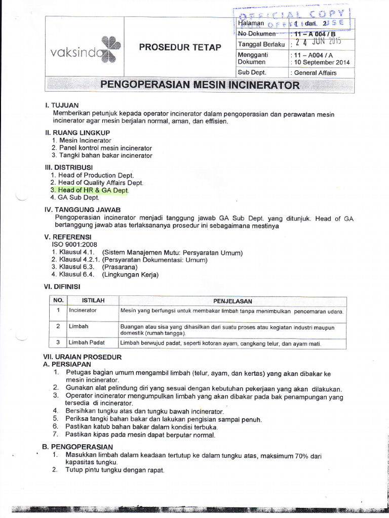Panduan Operasional Incinerator Sederhana | PDF