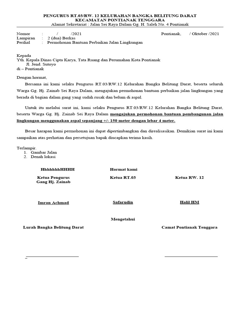 Proposal Perbaikan Jalan Lingkungan Pdf