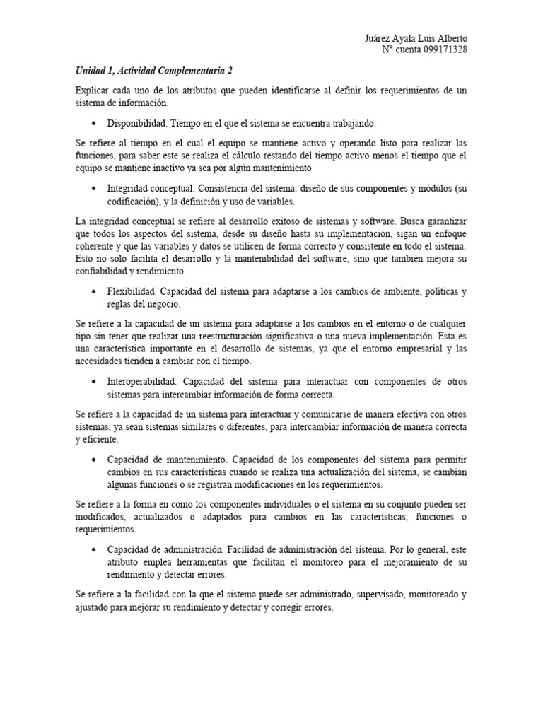 Unidad 1, Actividad Complementaria 2 | PDF | Ingeniería de confiabilidad | Sistema