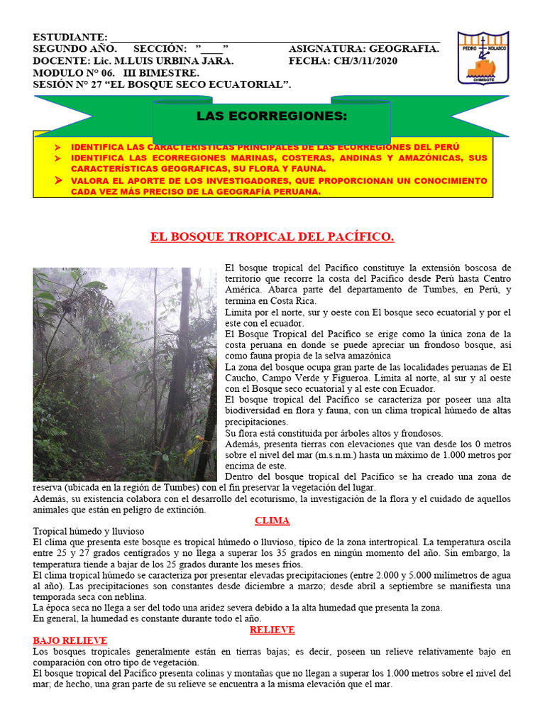 El Bosque Tropical Del Pacífico 2do Nolasco. | PDF | Zona tropical ...
