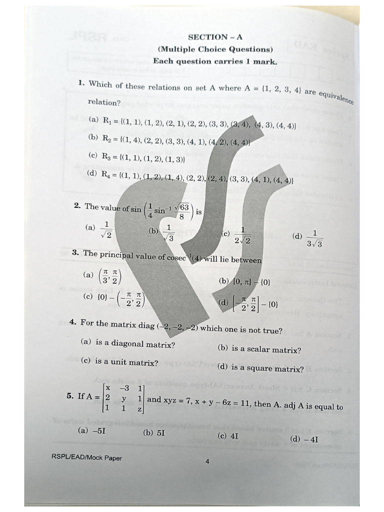 Sample Paper Math | PDF