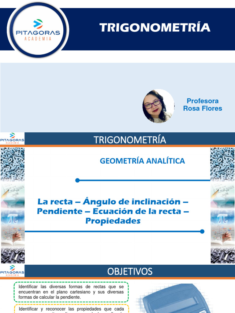 Ui1 TR T06 Geometría Analítica La Recta Prof Rosa Flores Salinas | PDF | Pendiente | Línea ...