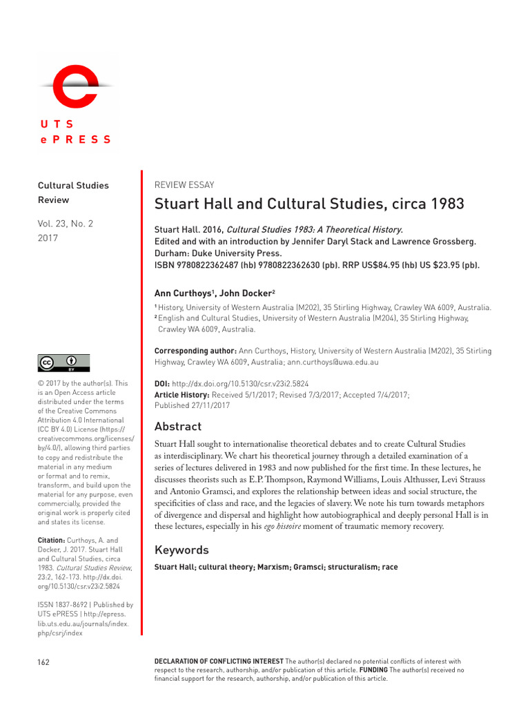 Stuart Hall and Cultural Studies Circa 1 | PDF | Louis Althusser ...