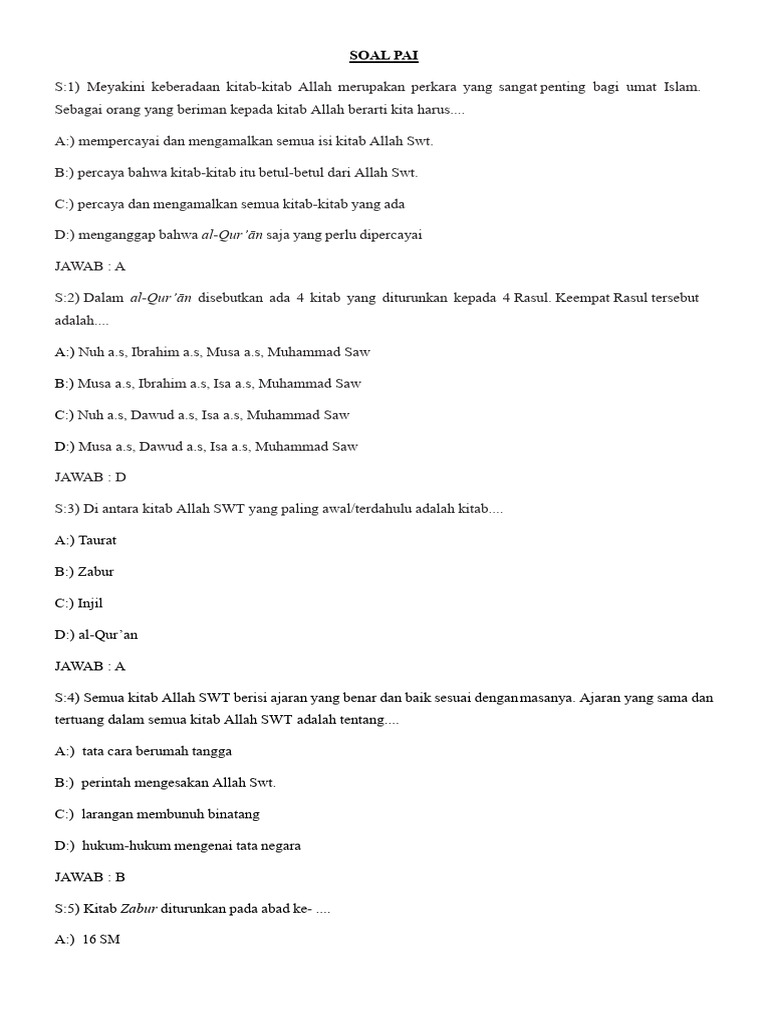 Soal Pas Pai Kelas Viii | PDF