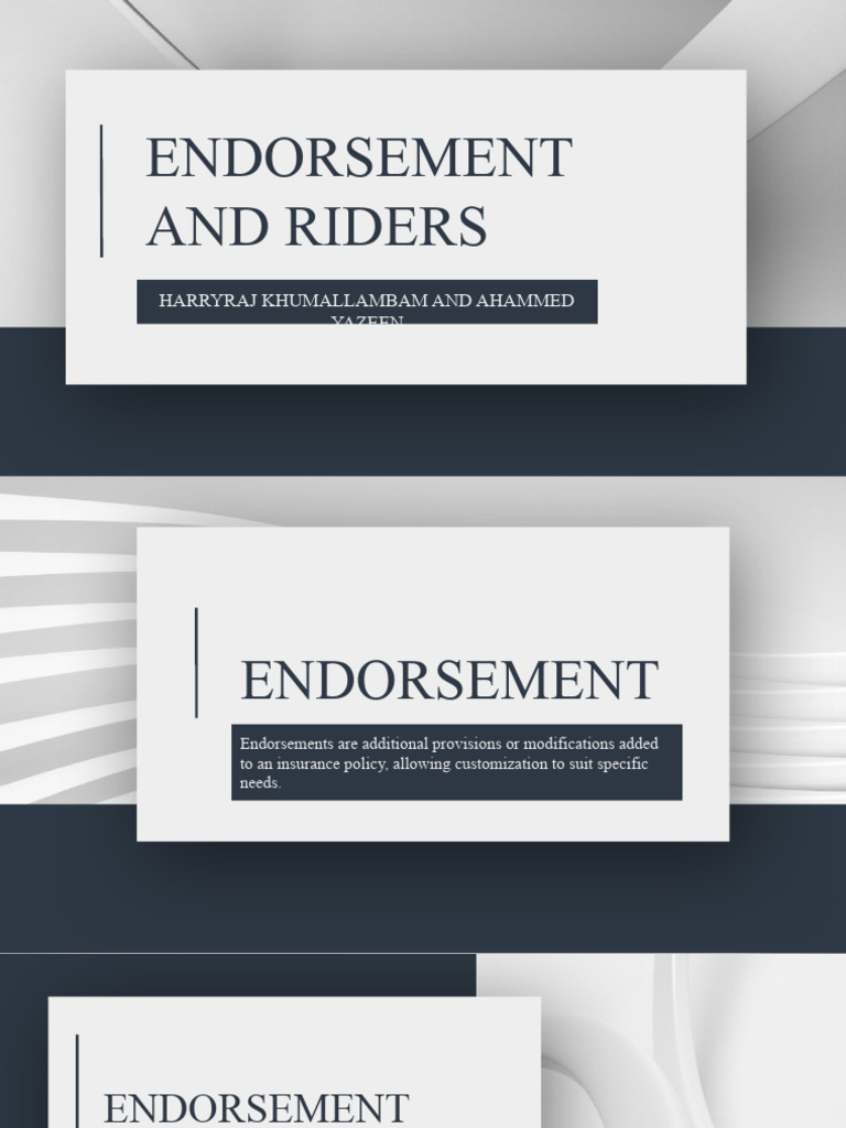 Understanding Insurance Endorsements and Riders | PDF | Insurance ...