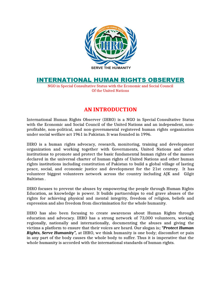 IHRO Short Introduction 2023 | PDF | Human Rights | Non Governmental ...