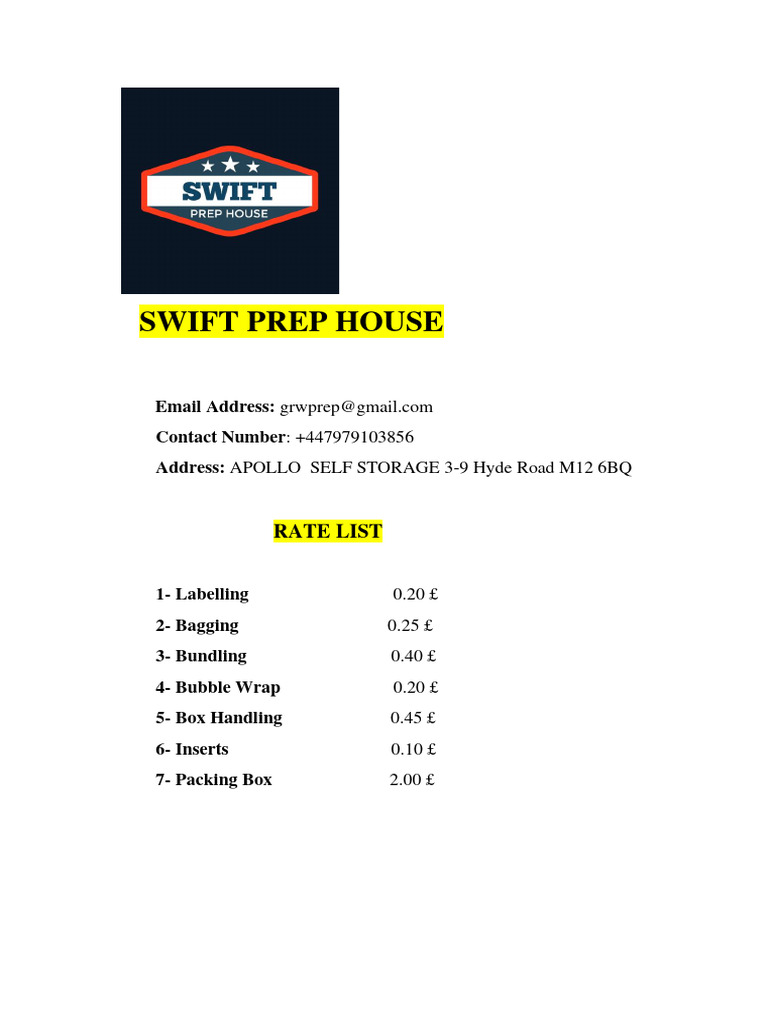 Swift Prep House | PDF | Cooking, Food & Wine
