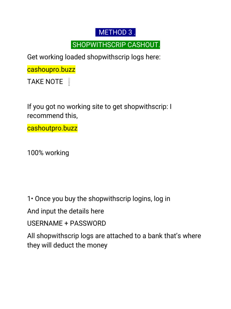 ShopWithScrip Cashout ($2k Plus) | PDF