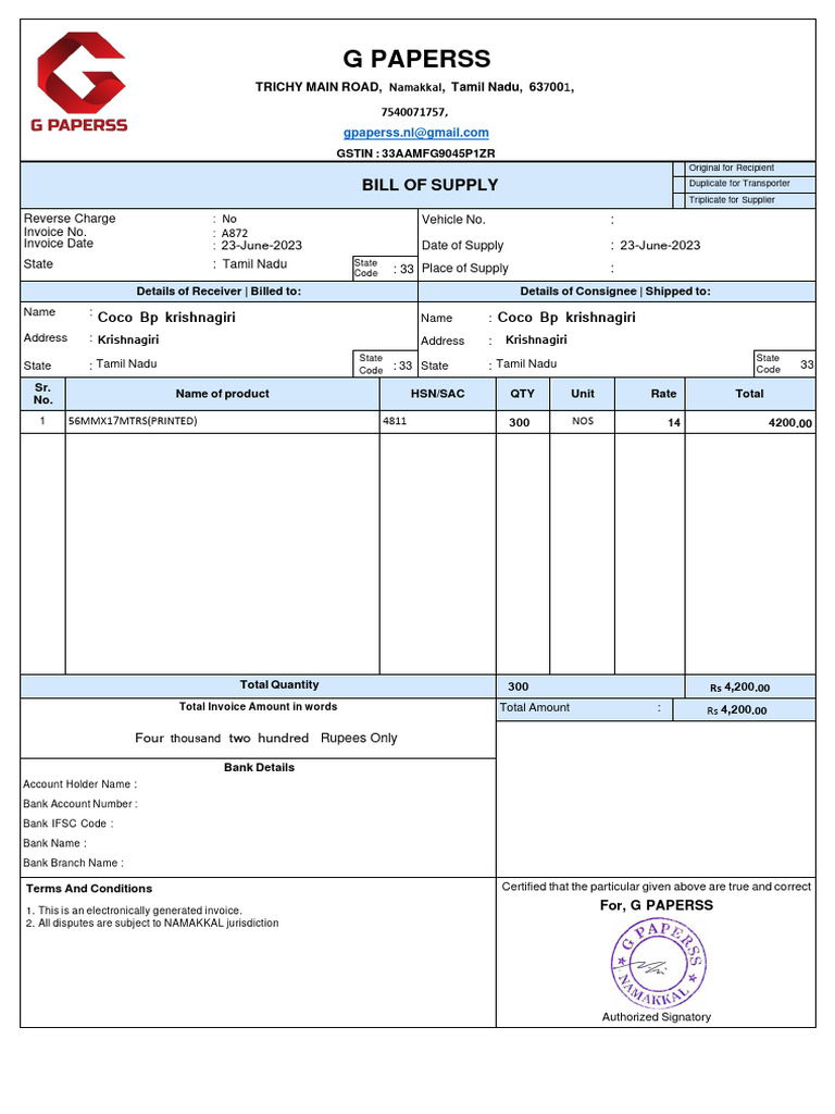 Paper Roll Bill-2 | PDF