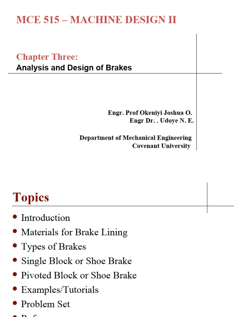 Mce 515 Lecture Note3 | PDF | Lever | Brake
