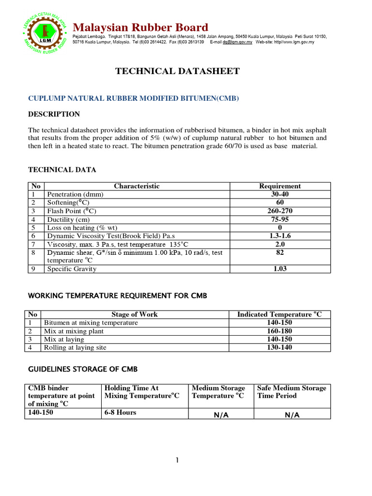 CMB Technical Data Sheet | PDF | Materials | Physical Sciences