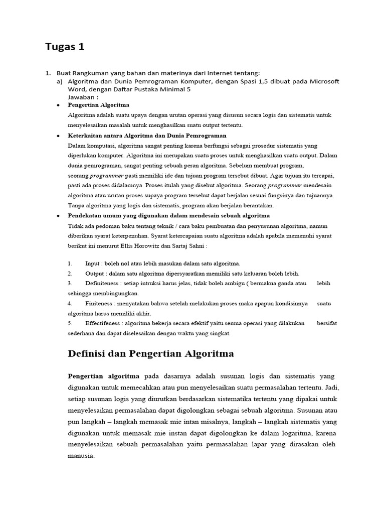 Tugas 1 Algoritma | PDF