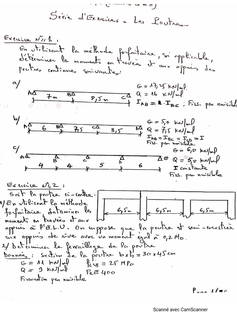 Exercices + Solutions - Poutres | PDF