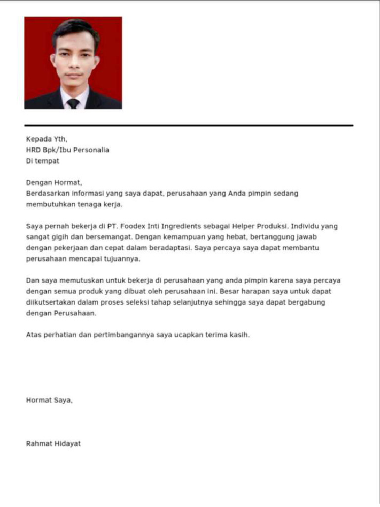 CV Lamaran Kerja - Rahmat Hidayat | PDF