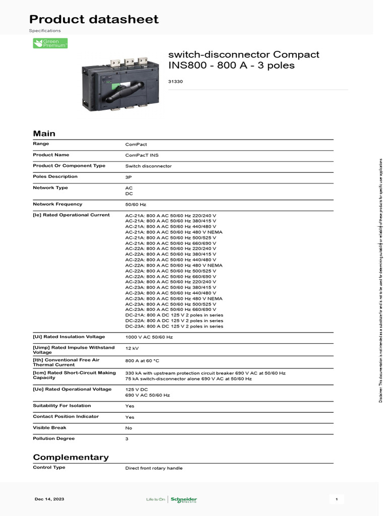 Schneider Electric Compact-InS 31330 | PDF | Alternating Current ...