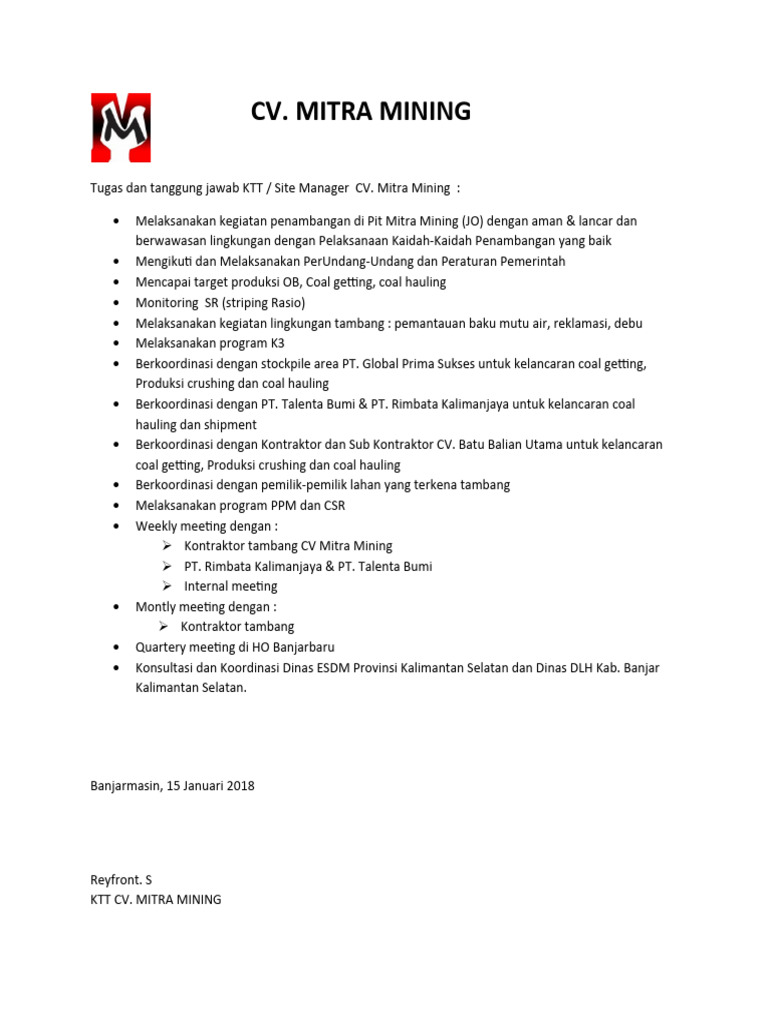 Tugas KTT CV. Mitra Mining | PDF