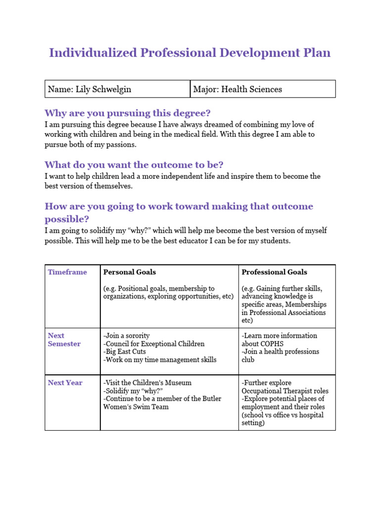 Individualized Professional Development Plan | PDF | Occupational ...