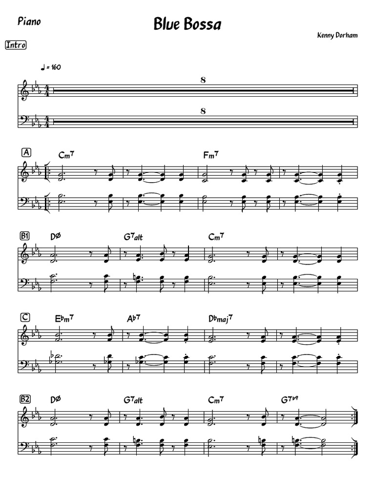Blue Bossa: Piano | PDF