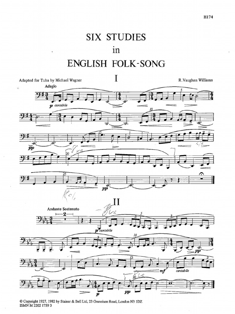 Vaughan Williams - Six Studies in English Folk Song | PDF | Cello ...